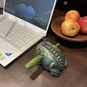 Cozinest 5" Wooden Frog Percussion Instrument Wood Frog Guiro Rasp Tone Block Thailand Handcraft Musical Lucky Frog Home Office Decoration Nice Gift (Green)