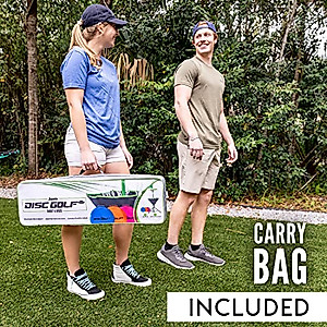 Franklin Sports Disc Golf Basket + Discs Set - Portable Disc Golf Target Basket with Chains - 3 Discs Included - Driver, Mid-Range + Putter