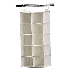Household Essentials 311344 10 Pocket Hanging Shoe Storage Organizer for Closets | Natural Canvas