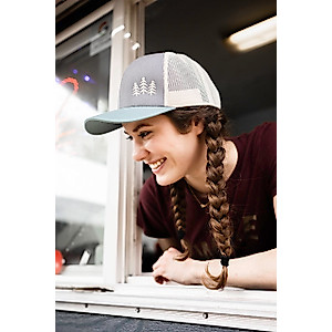 44N, Snapback Trucker Hat, Tree (Heather Grey/Smoke Blue/Beige)