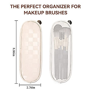 BAGCRAZY 2 Pcs Waterproof PU Leather Checkered Makeup Bag, Large Capacity Travel Cosmetic Bag - Portable Makeup Bags for Women, Lightweight Design and Waterproof Toiletries Bag for Cosmetic, White