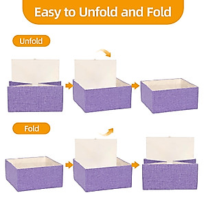 ORGMASTER Drawer Organizer Clothes, Linen Closet Organizers and Storage Box, Foldable Storage Baskets Dresser Drawer Dividers Containers Bins for Shelf, Wardrobe, Bedroom, Office, 9 Pack, Purple