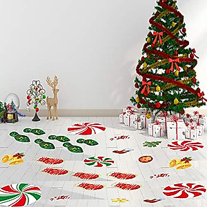 156PCS Christmas Peppermint Floor Decals Footprints Stickers for Christmas Candy Party Decoration Xmas Party Decor Supplies, 12 Sheets