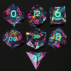 DND Dice,Dice Set, D&D Dice, Dungeons and Dragons Dice, Sharp Edge Dice for Table Games (Magic World)