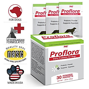 Proflora Probiotic for Dogs - Healthy Digestion - Boost Immune System - Normal Bowel Function - Skin and Coat Health - Supplement for GI Tract - 90 Servings, 3-Pack