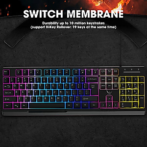 ZADEZ Membrane Gaming Keyboard - G-850K - PC Gaming Keyboard, RGB LED Backlit Keyboard with Multimedia Keys for Windows, Laptop, PC Gamers, Black