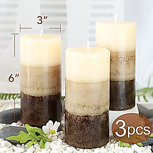 Pillar Candles Vanilla Cupcake Scented, Immeiscent Aromatherapy Candles, 60+ Hours Burn Long Lasting, Mottled Layered Candles for Home Scented, SPA, Restaurant, Set of 3 (Vanilla Cupcake 3"X6")