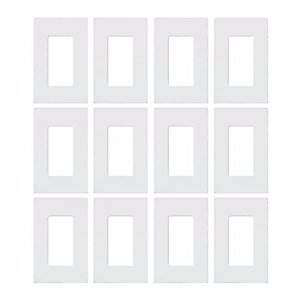 Lutron Claro 1 Gang Decorator/Rocker Wallplate, Gloss, White (12-Pack) | CW-1-WH