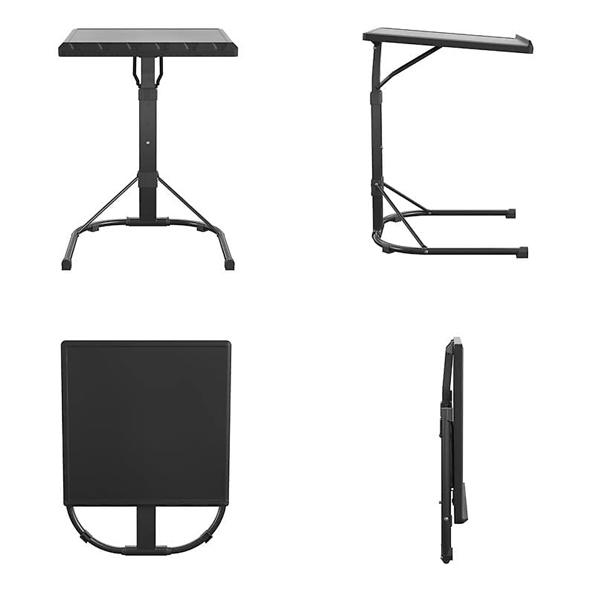 COSCO Multi-Functional Personal Activity Table, Adjustable Height, Portable Workspace, for Snacking & Homework, Compact Fold, Space Saving, Black