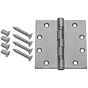 Dynasty Hardware Commercial Grade Ball Bearing Door Hinge 4-1/2 x 4-1/2 Full Mortise Stainless Steel, Non-Removable Pin - 3- PACK