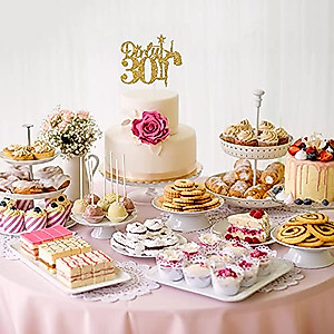 Glitter Golden Dirty 30 Cake Topper for Women Birthday, 30 & Fabulous, Dirty Thirty/Happy 30th Birthday Cake Decoration, Hello 30 Sign, Thirtieth Birthday/Anniversary Party Supplies