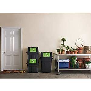 Rubbermaid Recycling Bin with Swing Lid, 14-Gallon, Black Stackable Lid for Glass/Plastic/Paper in Garage/Office/Restaurant