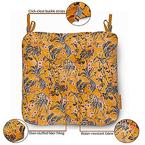 Vera Bradley by Classic Accessories Water-Resistant Patio Chair Cushions, 19 x 19 x 5 Inch, 2 Pack, Rain Forest Toile Gold, Chair Seat Cushions