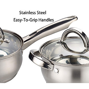 Heim Concept Cookware Set W-001 12-Piece Stainless Steel Pots and Pans Set, Kitchen Cooking Set with Glass Lid