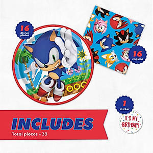 Unique Sonic Plates and Napkins for 16 | Sonic Birthday Party Decorations | Sonic Party Decorations | Officially Licensed