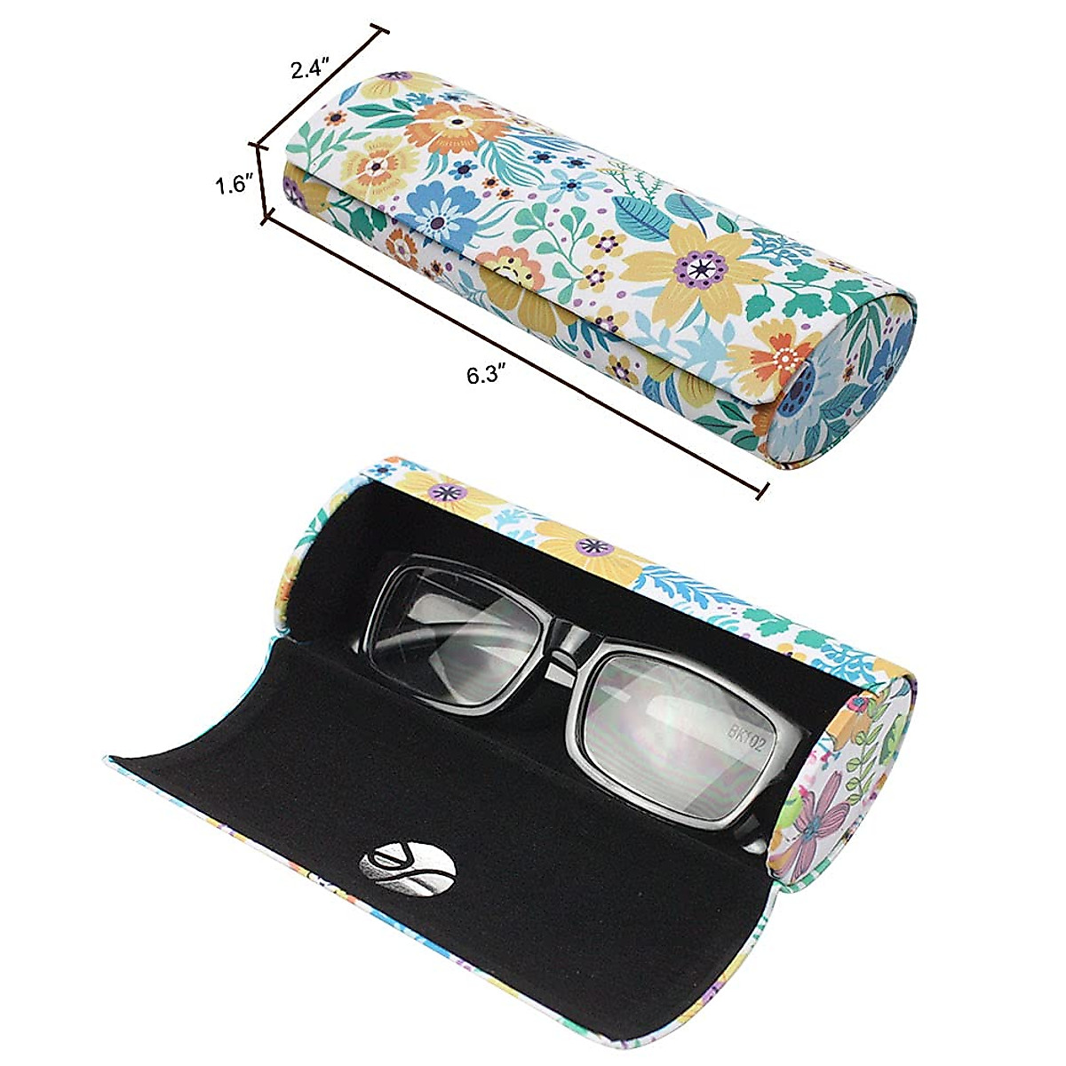 JAVOedge [3 PACK] Floral Pattern Long Oval Hard Eyeglass Case with Magnetic Enclosure - Style C