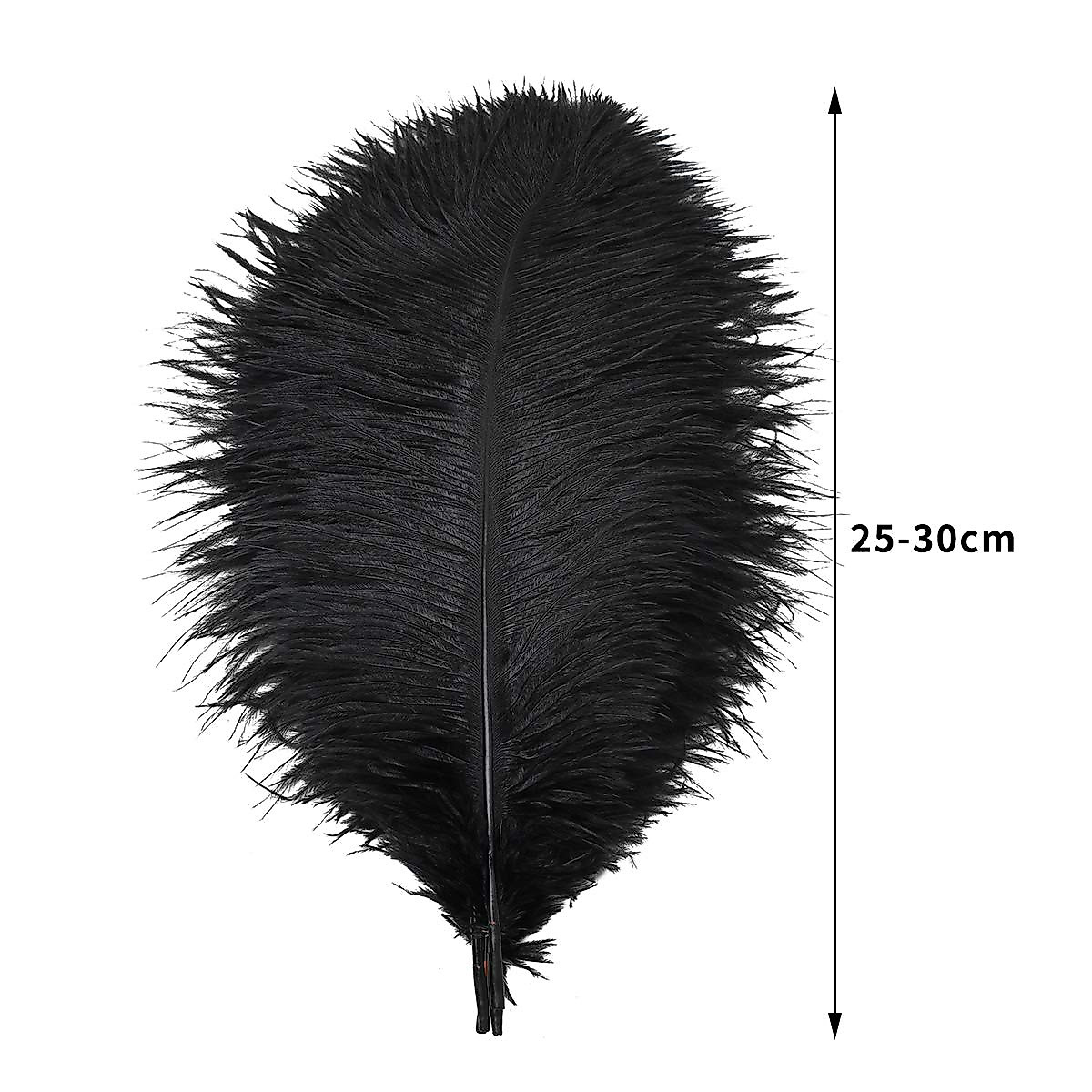 24pcs Natural Black Ostrich Feathers 10-12inch (25-30cm) for Wedding Party Centerpieces，Flower Arrangement and Home Decoration.