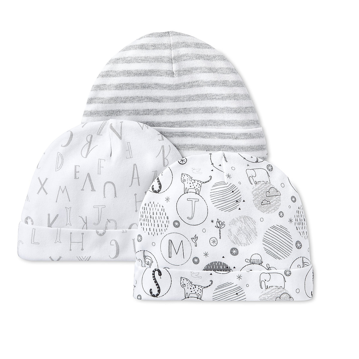 Lamaze Organic Baby baby girls Pure Organic Cotton Unisex Hats, 3 Pack Hat, Grey, 12 Months US