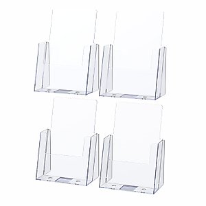 Marketing Holders 4 Pack Brochure Holder for 5.5" Bifolds Clear Acrylic Countertop Literature Organizer Slant Back Space Saving Booklet Dispenser for Trade Shows Expos and Conventions