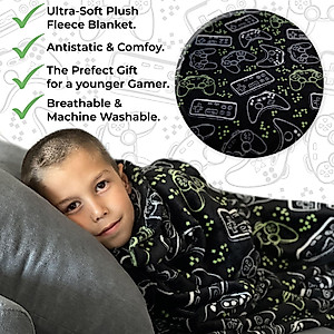 Tstars Gaming Kids Blanket for Boys Gamer Gifts Video Game Controller Throw Blankets 50 in X 60 in
