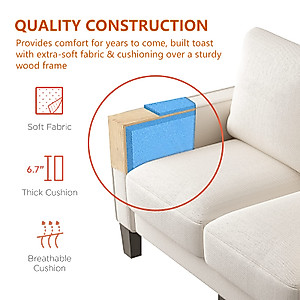 Tiokop Large, Three-seat Classic Chesterfield Settee Sofa Modern 3 Seater Couch Furniture Tufted Back for Living Room (Beige)