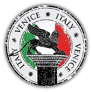 DG Graphics Venice Italy Flag Grunge Stamp Travel Art Decor 5'' x 5'' Magnet Vinyl Magnetic Sheet for Lockers, Cars, Signs, Refrigerator