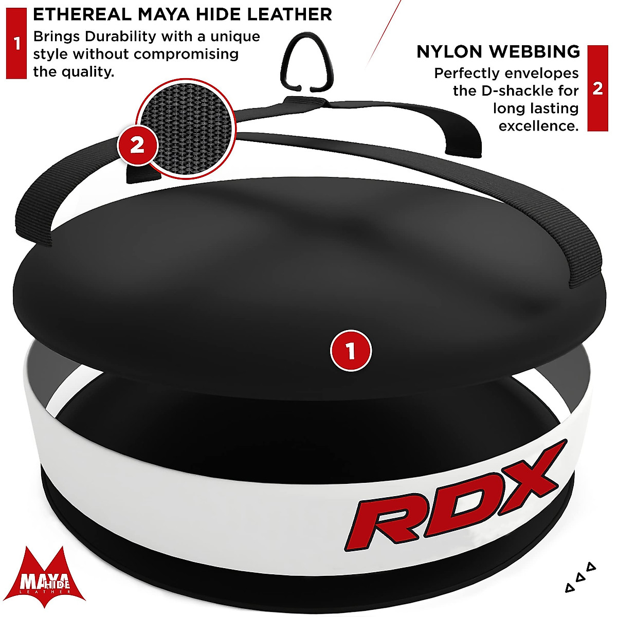 RDX Floor Anchor for Punch Bag Double end Speed ball, Non Tear Maya Hide Leather, Heavy Duty D Ring, Easy Zipper Closure, Maximum Swing Reduction for Boxing MMA, Muay Thai, Kickboxing Training Bags