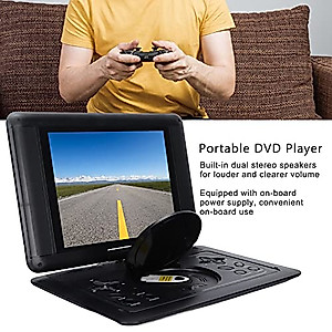 Zunate 12" Portable DVD Player, Small TV Player with 270° Rotation Screen, LCD Wide Screen Display Mobile DVD Player for Home, Office, Car (Black)
