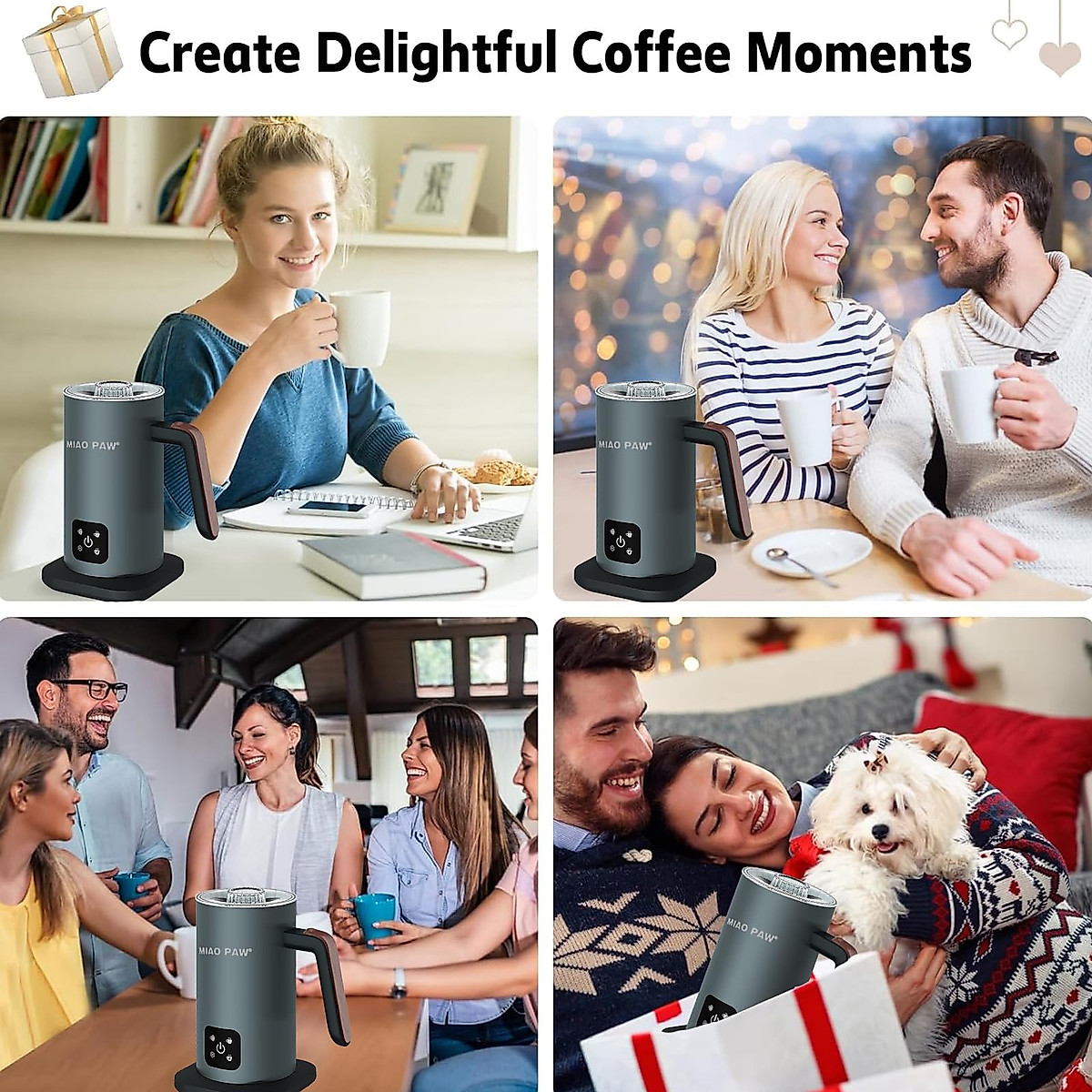 Electric Milk Frother,4-in-1 Milk Steamer 11.8oz/350ml,Stainless Steel Automatic Warm and Cold Milk Foamer Frother Maker for Coffee,Latte,Cappuccinos,Hot Chocolate