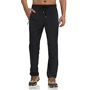 TACVASEN Hiking Pants Mens Gym Pants Men Jogger Pants for Men Fishing Pants for Men Quick Dry Pants Men Running Pants Men Track Pants Men Black