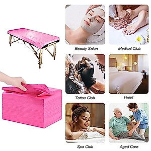100Pcs Disposable Bed Sheets,31''x71'' Waterproof Massage Table Sheet Protector Non Woven Fabric Bed Cover for Massage Therapy Tattoo Beauty Salon Hotels Esthetician (Pink)