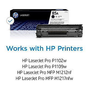 Original HP 85A Black Toner Cartridge | Works with HP LaserJet Pro P1102, P1109 Series, HP LaserJet Pro MFP M1212, M1217 Series | CE285A