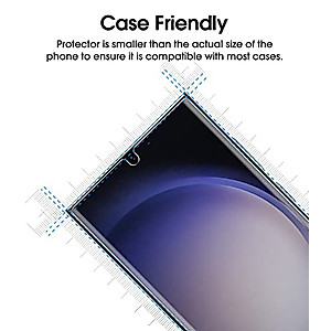 amFilm Compatible with Samsung Galaxy S23 Ultra Screen Protector Tempered Glass and Camera Lens Protector 5G 6.8 inch, Fingerprint Sensor Compatible, UV Gel Adhesive Installation(2 Pack)