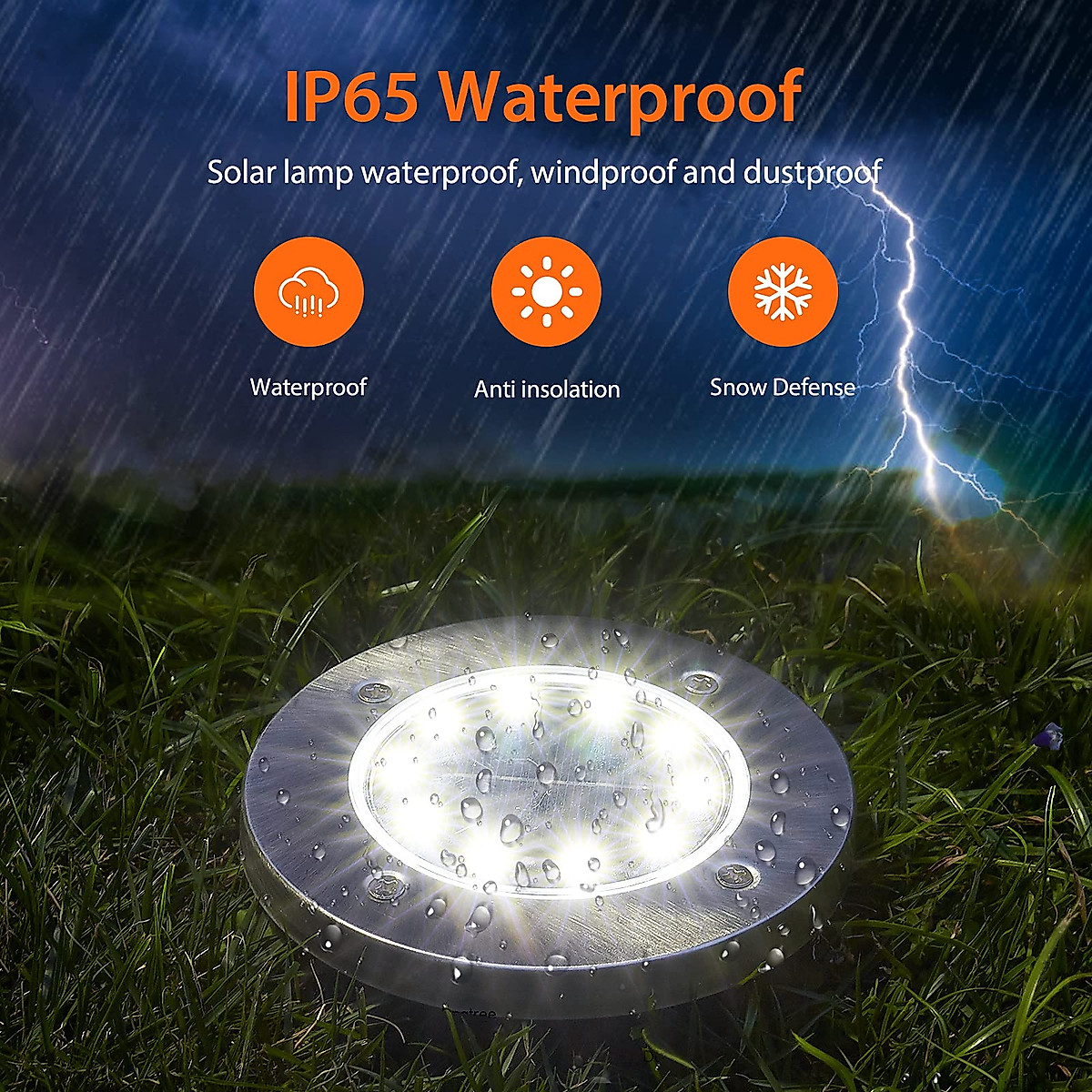 Solar Ground Lights Christmas, 12Pack 10LED Solar Lights Outdoor Solar Pathway Lights, Waterproof In-Ground Solar Garden Lights LED Landscape Lighting for Pathway Walkway Patio Yard Lawn Driveway