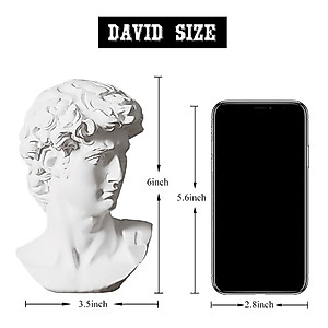 fazhongfa Greek Statue of David Bust Resin Sculpture for Roman Bookshelf Tabletop Office Home Decor Roman Sculpture Decoration David Figurine 6 Inch Gift for Friends Colleague