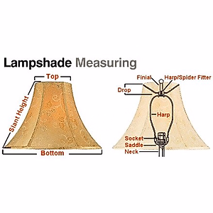 9x18x13.5 Egg Shell Shantung Bell Lampshade with Brass Spider Fitter - Perfect for Table and Floor Lamps - Large, Egg Shell