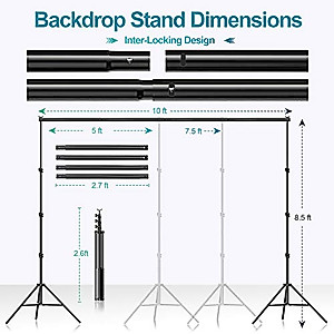 EMART 8.5 x 10 ft Backdrop Support System, Photography Video Studio Lighting Kit Umbrella Softbox Set Continuous Lighting for Photo Studio Product, Portrait and Video Shooting Photography