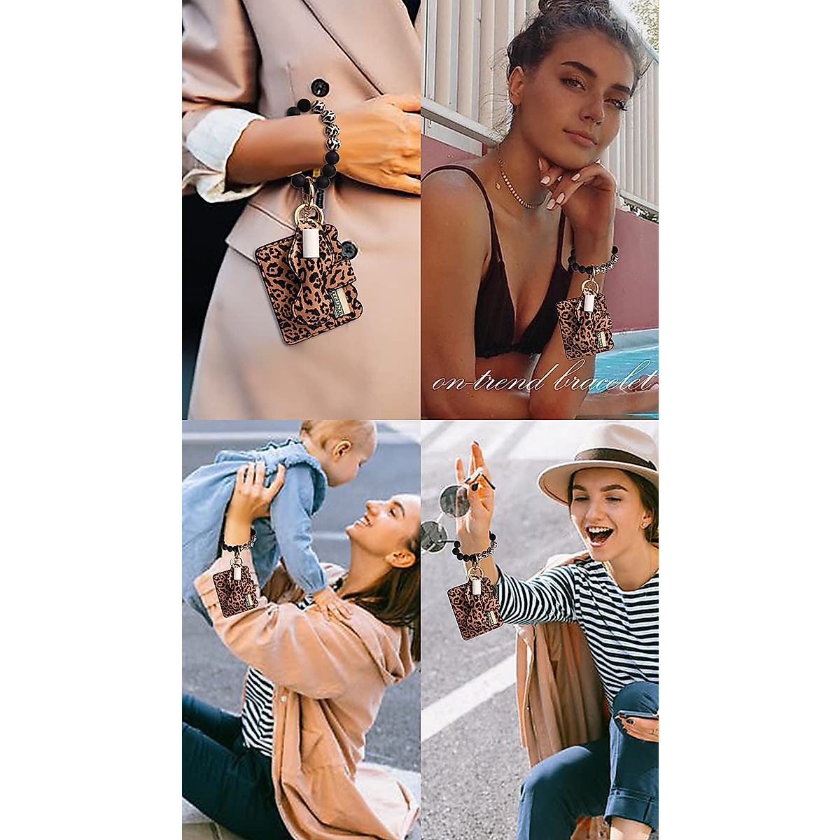 BVGA Wristlet Keychain Bracelet Wallet, Silicone Bead keyring Bangle for Women