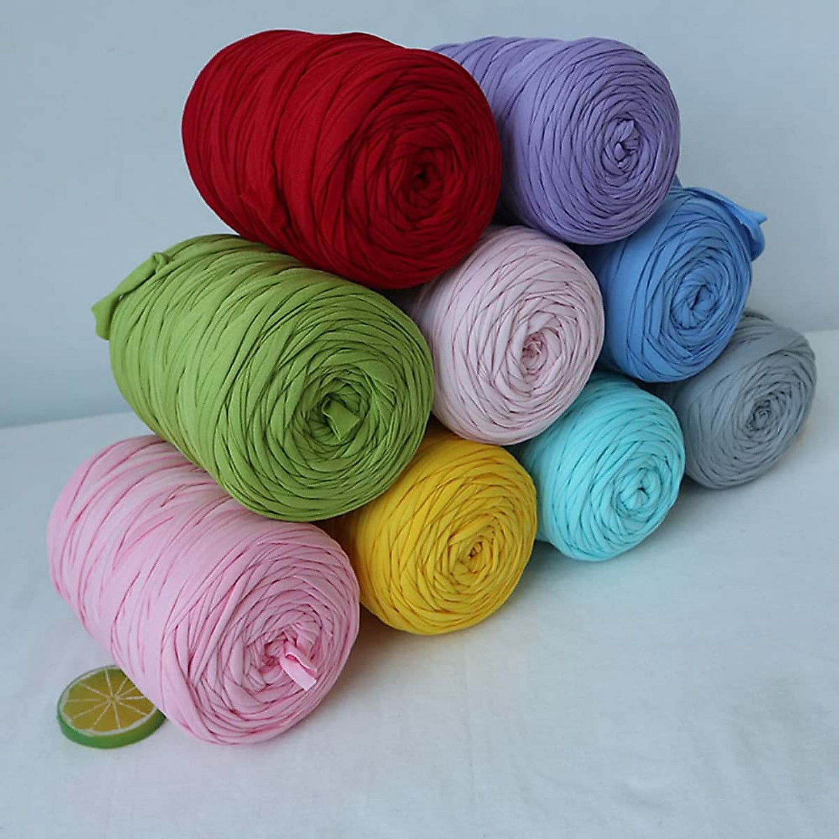 T-Shirt Yarn 130 Yards Knitting Yarn Fabric Crochet Cloth Solid Color Tshirt Yarn for Crocheting Beginners DIY Hand Craft Bag Blanket Cushion Projects (Klein Blue)