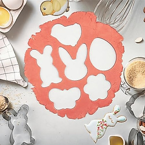 Easter Cookie Cutters, 6 PCS Chick Carrot Egg Flower Bunny Rabbite Butterfly Cookie Cutter Stainless Steel Biscuit Cutters Holiday Themed Cutter