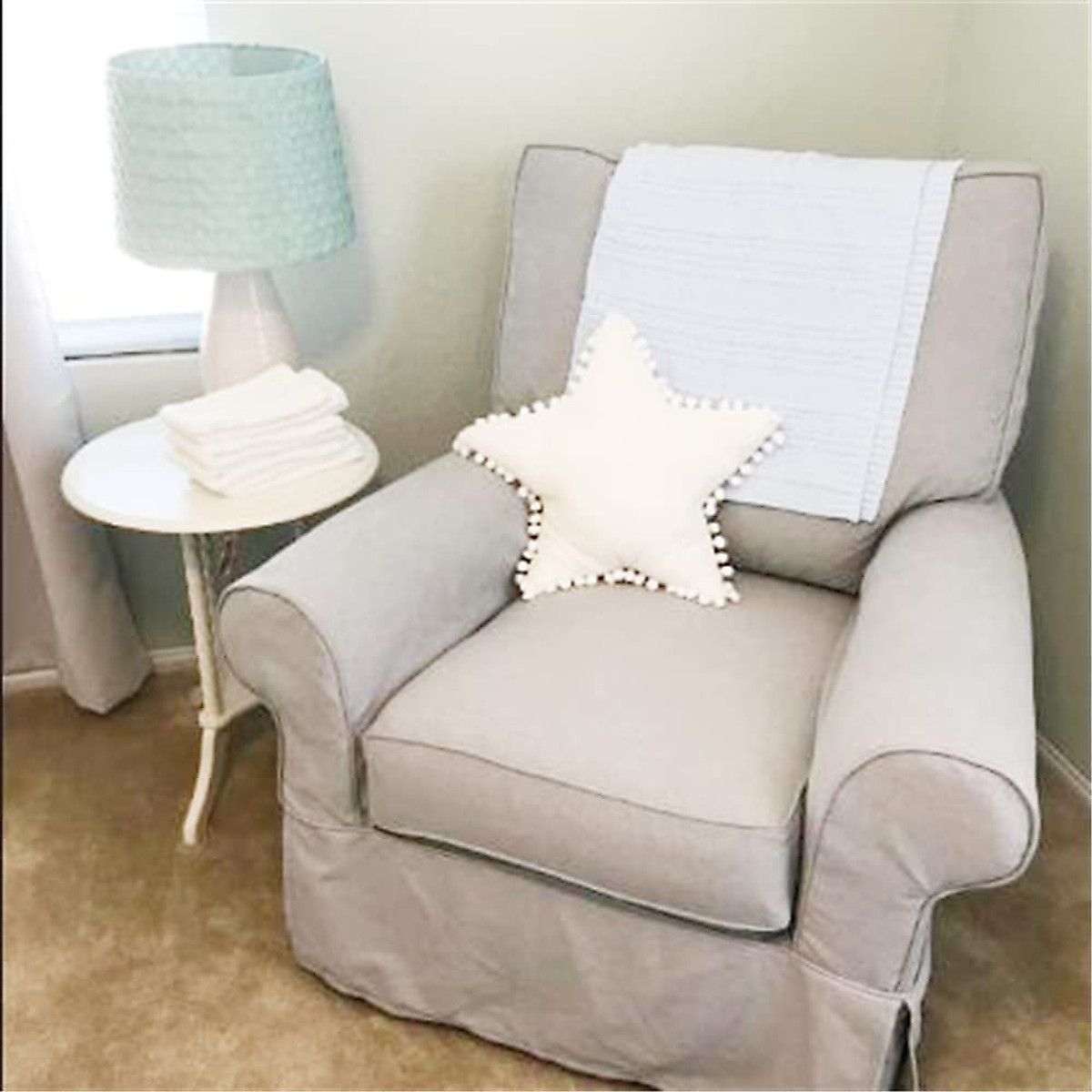 JIANEEXSQ Creative Star Pillow Home Decorative White Star Plush Stuffed Pillow Cushion (White)