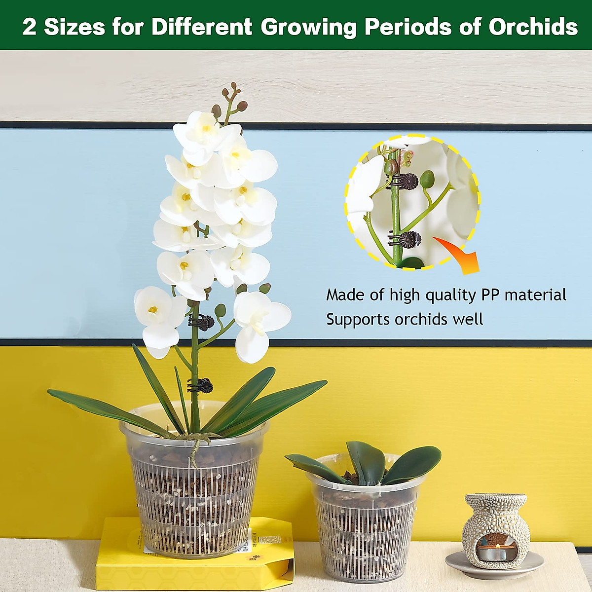Tialero Orchid Pot, 12 Pack Orchid Pots with Holes, 5.5in and 4.5in Clear Orchid Pots for Repotting, Breathable Slotted Orchids Planter, Plastic Flower Plant Pot Indoor