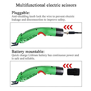 MXBAOHENG WBT-2 Electric Scissors for Cutting Fabric, Cardboard & Fiberglass Cordless Sewing Crafting Scissors w/ 2 Blades and 5000mAh Large Batteries Low Noise