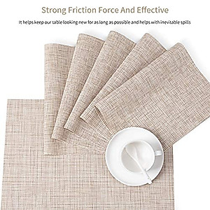 SENDAY Placemats, Set of 8 Heat-Resistant Placemats Stain Resistant Anti-Skid Placemats for Kitchen Table, Washable Durable PVC Table Mats Woven Vinyl Placemats