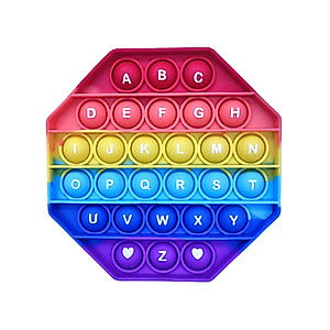 Sensory Pop Toy | Learn Alphabets Letters, Numbers, Colors, Shapes | Great for Special Needs Learning | Fun Colorful Design | Non-Toxic Washable Hygienic Silicone | 2 Pack