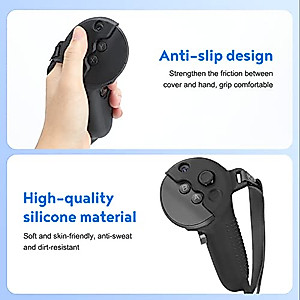 XIAOGE Controller Grips for Meta Quest Pro Accessories with Charging-without-Removing Design and Adjustable Anti-Throw Wrist Knuckle Strap, Silicone Anti-Slip Case Shell Protector for Quest Pro