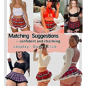 Avidlove School Girl Costume for Women Sexy School Girl Outfit Lingerie Role Playing Lingerie Set with Top and Mini Skirt(White,S)