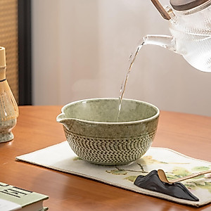 DWEHIXBUY Japanese Matcha Ceremony Accessory, Matcha Whisk, Traditional Scoop (Chashaku), Tea Spoon, Whisk Holder, 1 tea bowl, 1 tea siev, The Perfect Set to Prepare a Traditional Cup of Matcha.