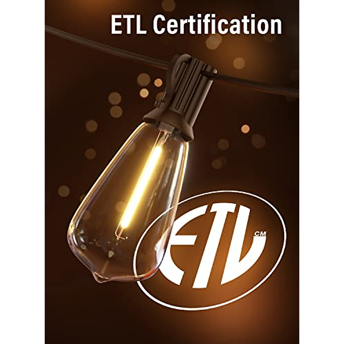 GPATIO Outdoor String Lights, 60FT(50+10) Waterproof Patio Lights with 32 Dimmable Hanging Lights Globe ST38 Bulbs, 2700k Shatterproof for Backyard Gazebo Porch Garden Commerical Outside Decor