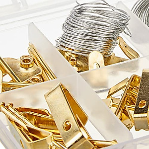 Amazon Basics Picture Hanging Assortment Kit, Brass, 220 Piece Set